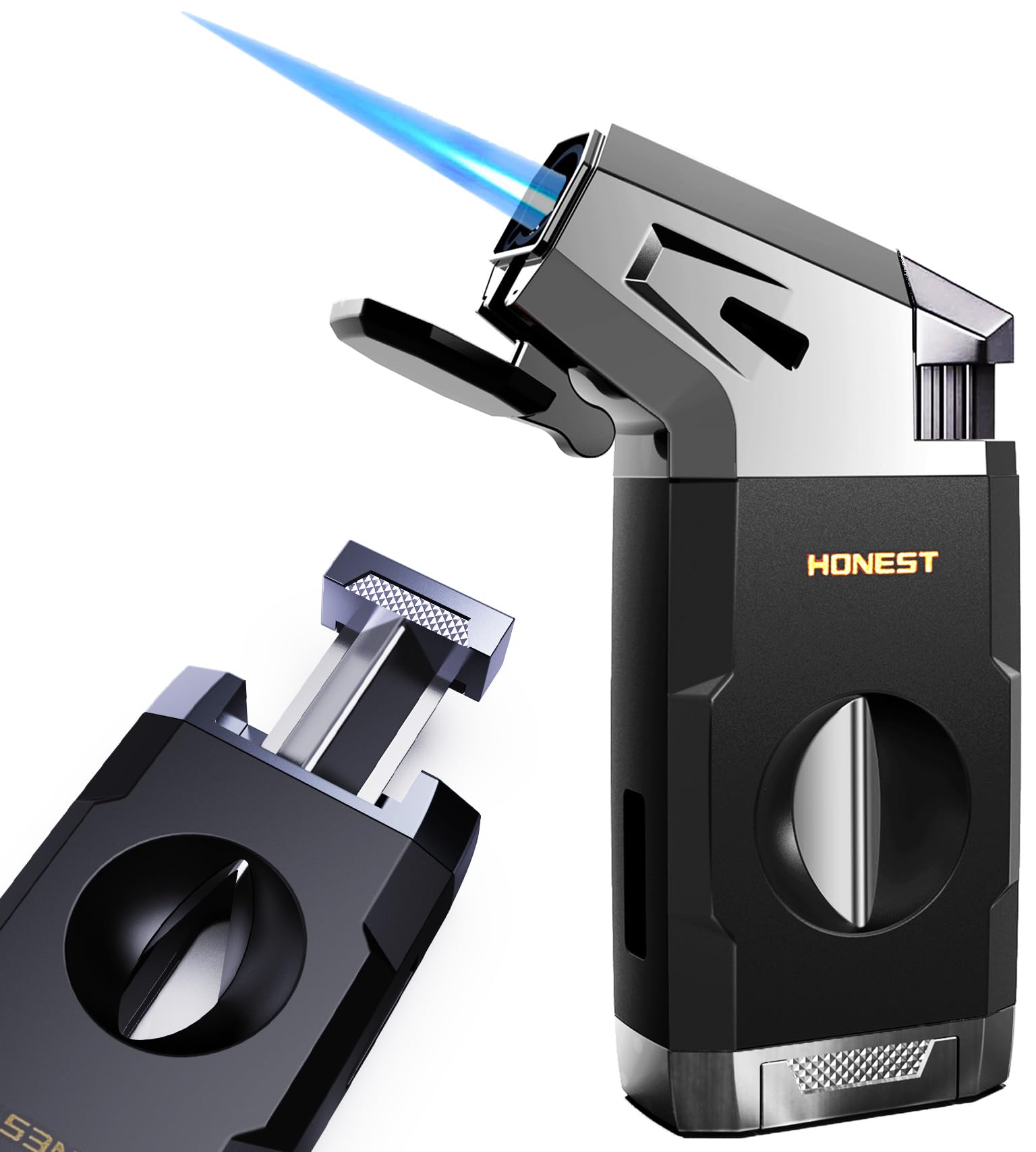 Amazon.com: Butane Torch Lighter with V Cutter, Windproof Jet Flame ...