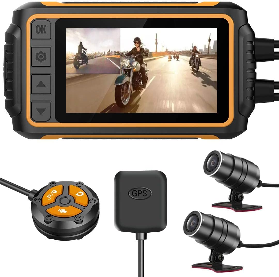 VSYSTO Dashcam Sport Caméra de Moto WiFi Double Lentille 1080P Caméra ...