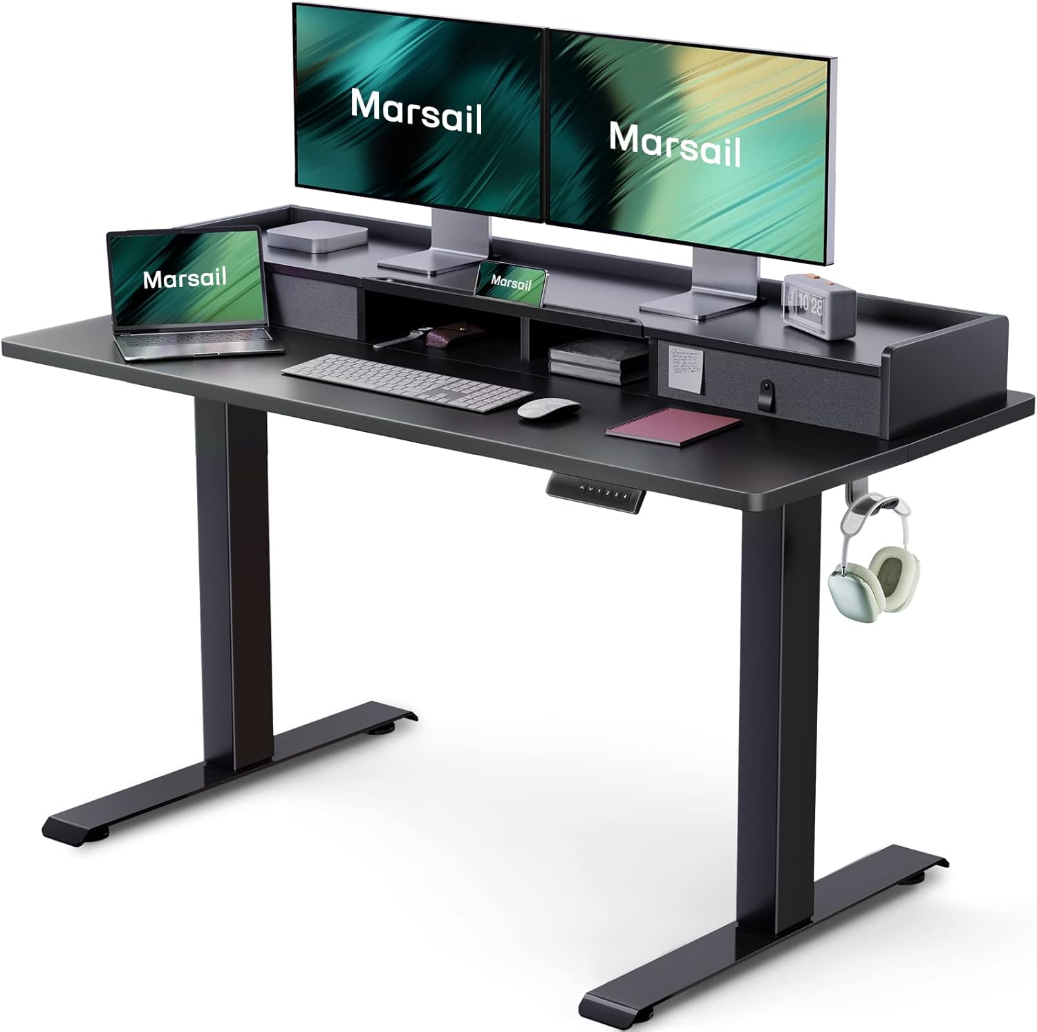 Amazon.com: Marsail Electric Standing Desk with Dual Drawers, 55 x 24 ...