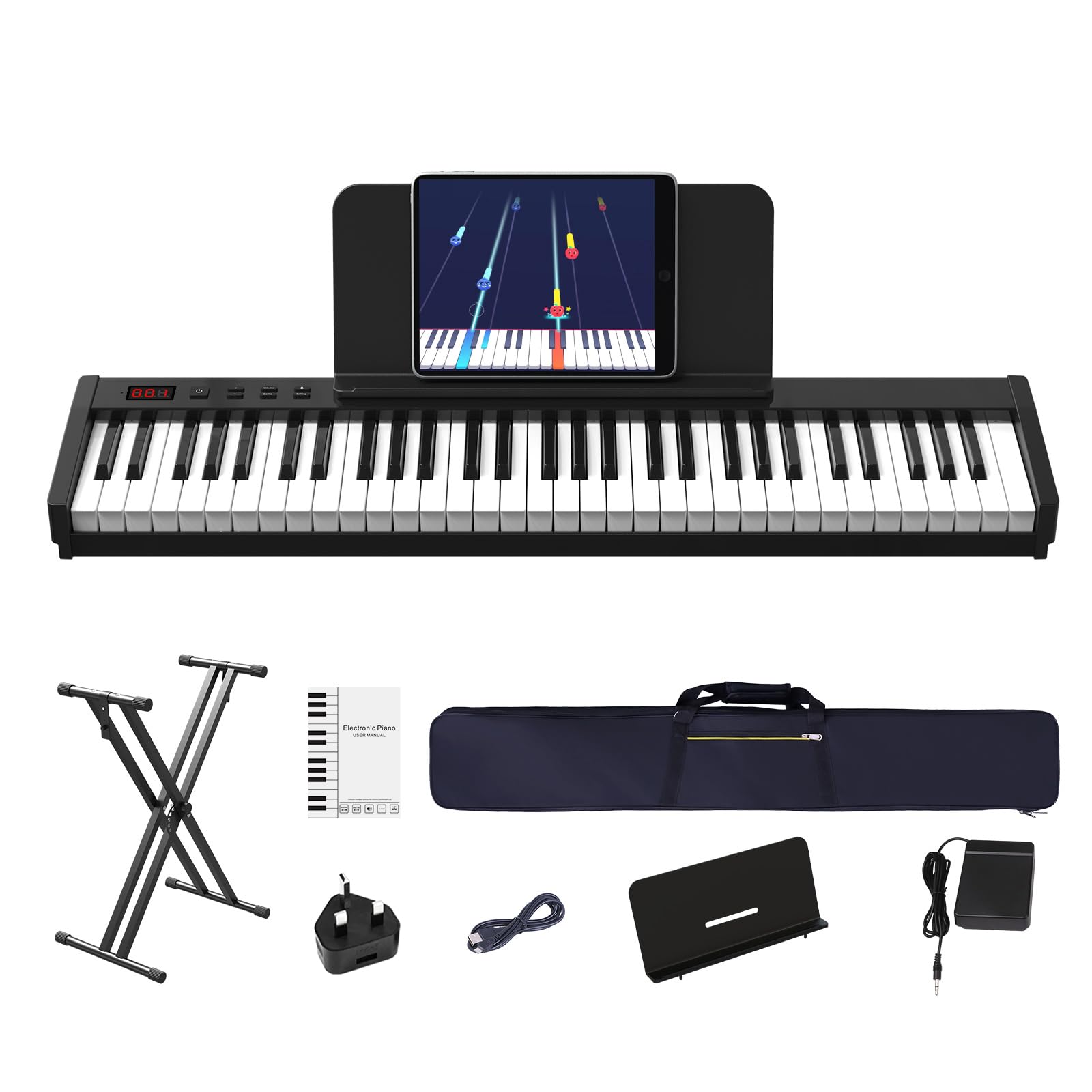 OYAYO 61 Keys Keyboard Piano with Semi-Weighted Keys & Keyboard Stand ...