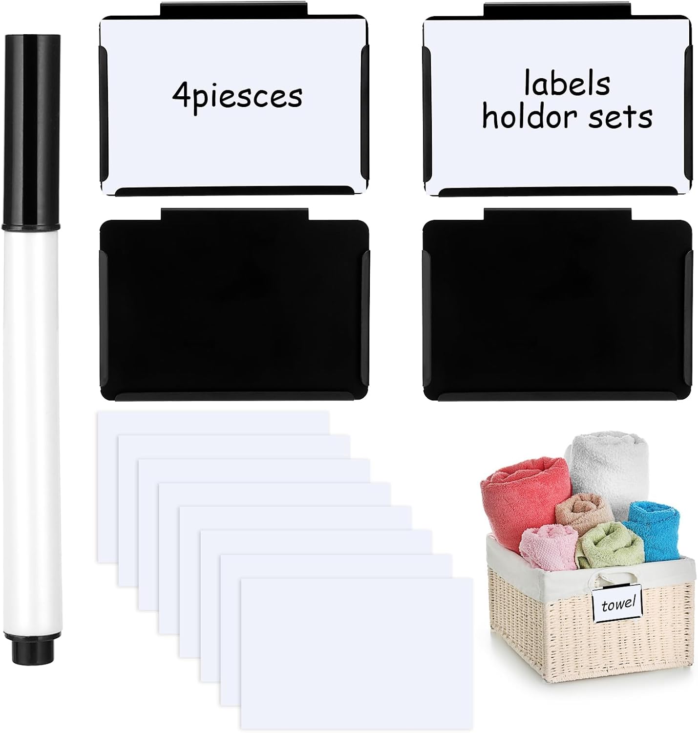 Amazon.com : Abeillo 4 Pack Metal Basket Labels Clip On, Storage Bins ...