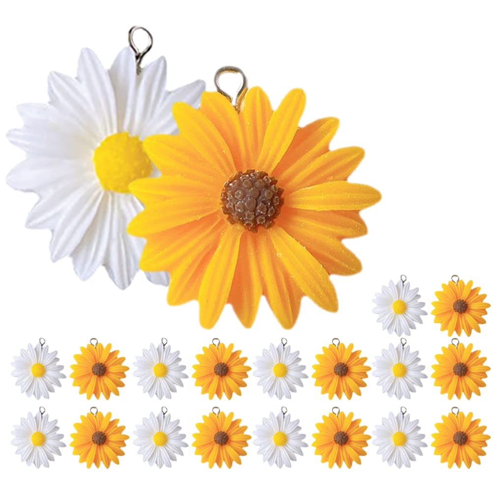 Amazon.com: Toyvian 20Pcs Daisy Charms Resin Embellishment Cute Vintage ...