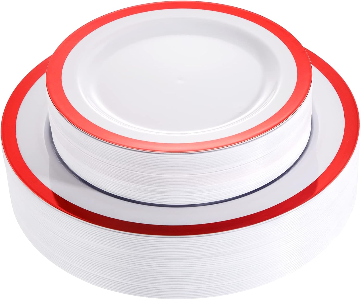 Amazon.com: I00000 60PCS Red Plastic Plates White and Red Party Plates ...