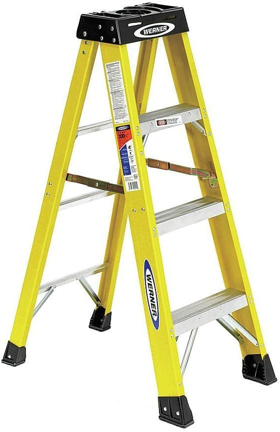 Werner (T6204) Twin Step Ladder, Fiberglass, Orange, 4' Length, 19.92 ...