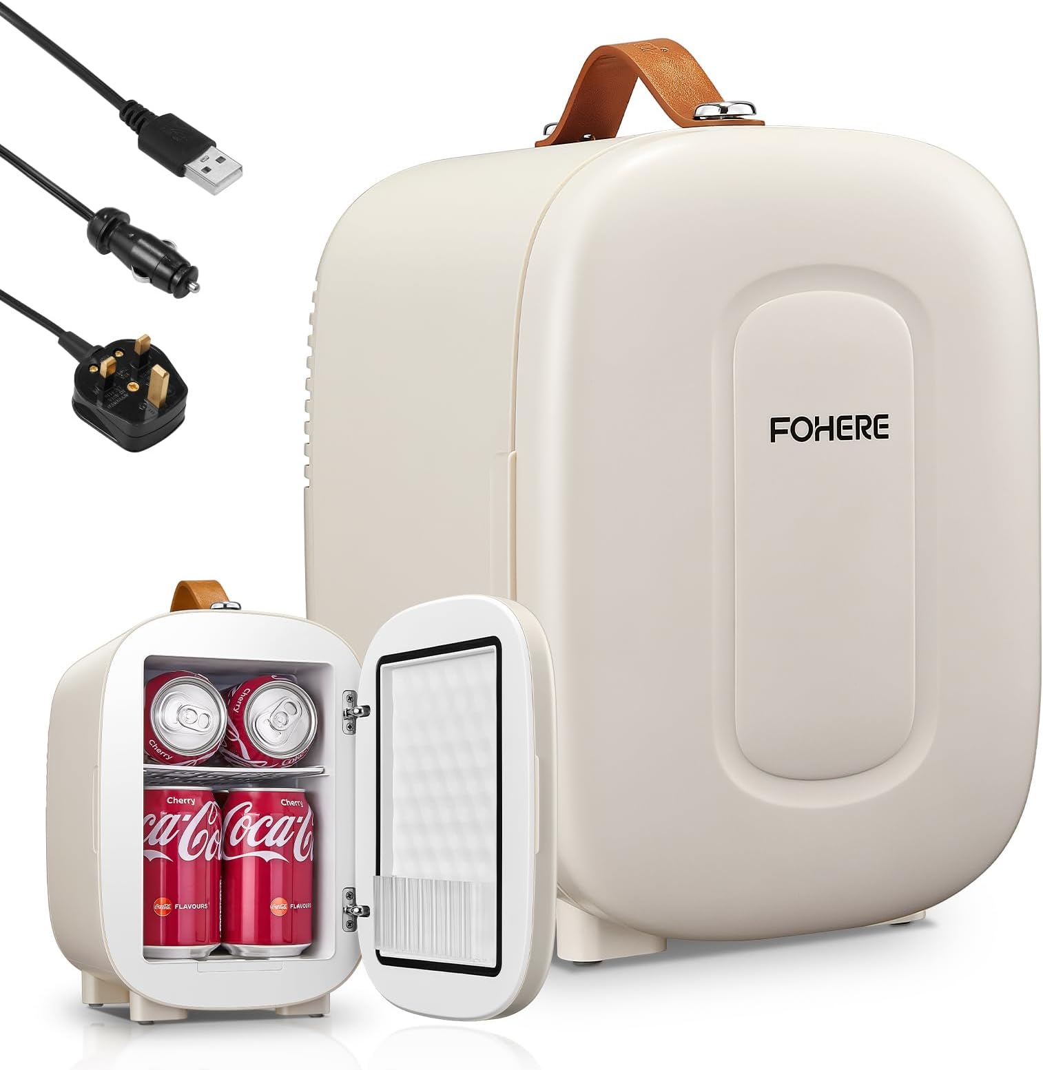 FOHERE Mini Fridge 5 Liter/6 Cans, Portable Mini Cooler, USB+AC Power ...