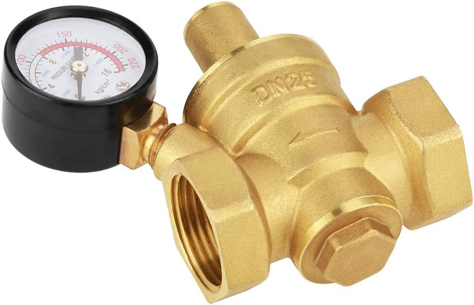 Buy Water Pressure Regulator Valve with Gauge, DN25 Brass Tap Pressure ...