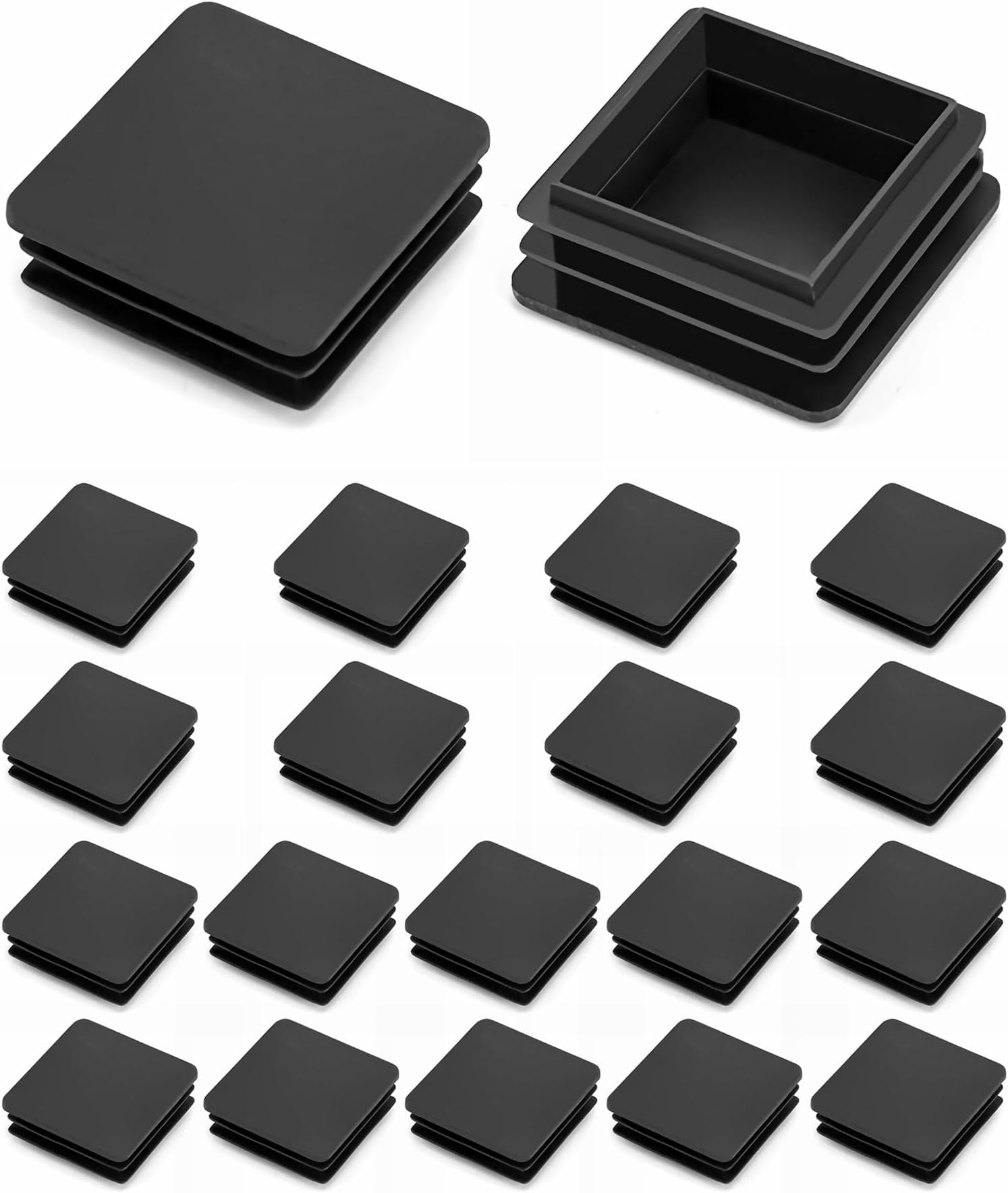20 Pcs Square Plastic Plugs, Black Tube Inner End Caps, Cover for ...