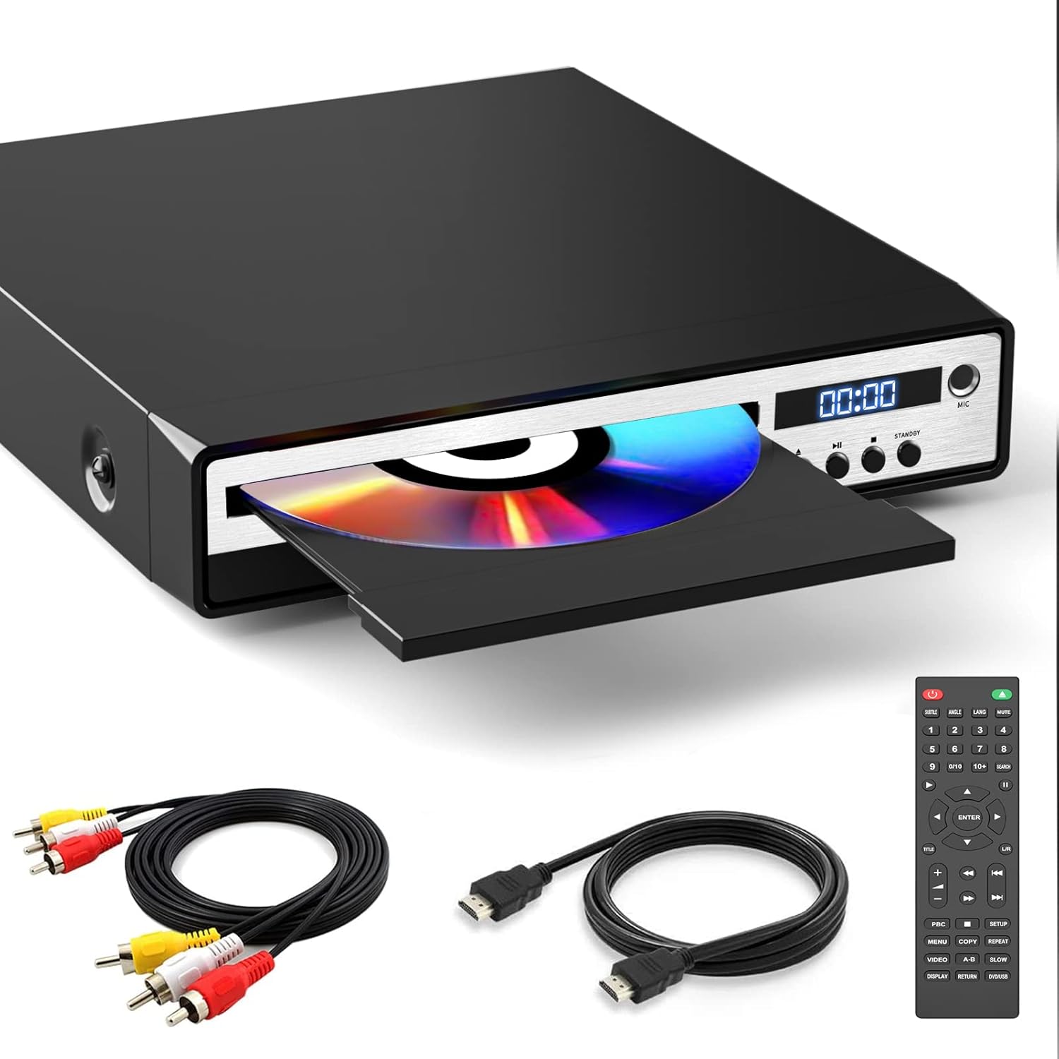 Amazon | HD DVDプレーヤー USB/SDカード/マイクポート搭載 HDMI&AVケーブル付 マルチリージョンDVDプレーヤー テレビ対応 NTSC/PAL方式 フルHD ...