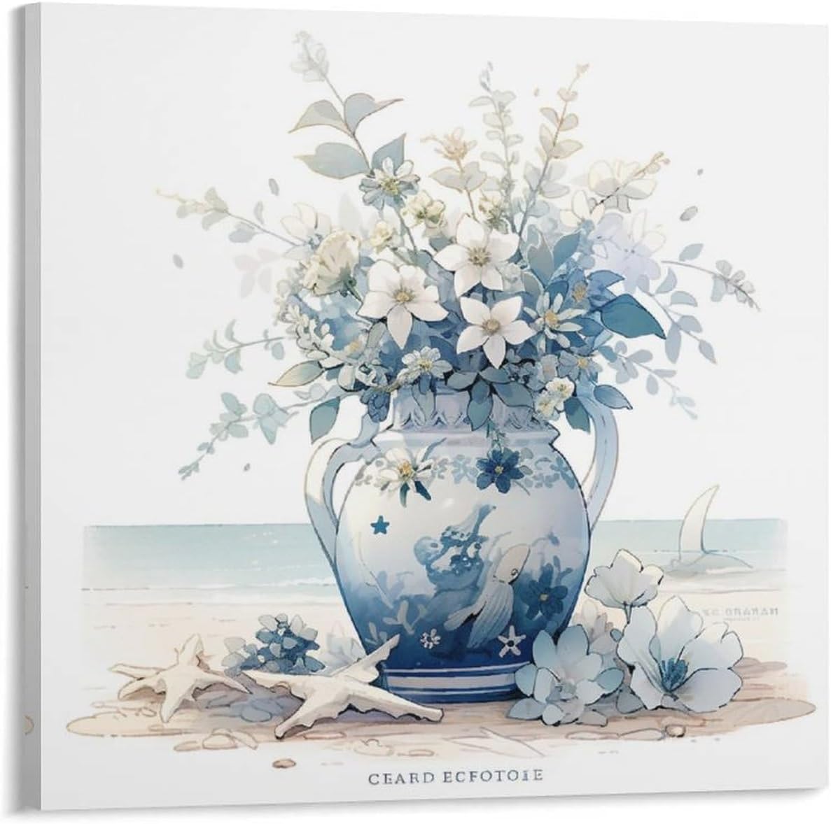 Amazon.com: Bing-Wall Art Living Room Floral Canvas Wall Art Seaside ...