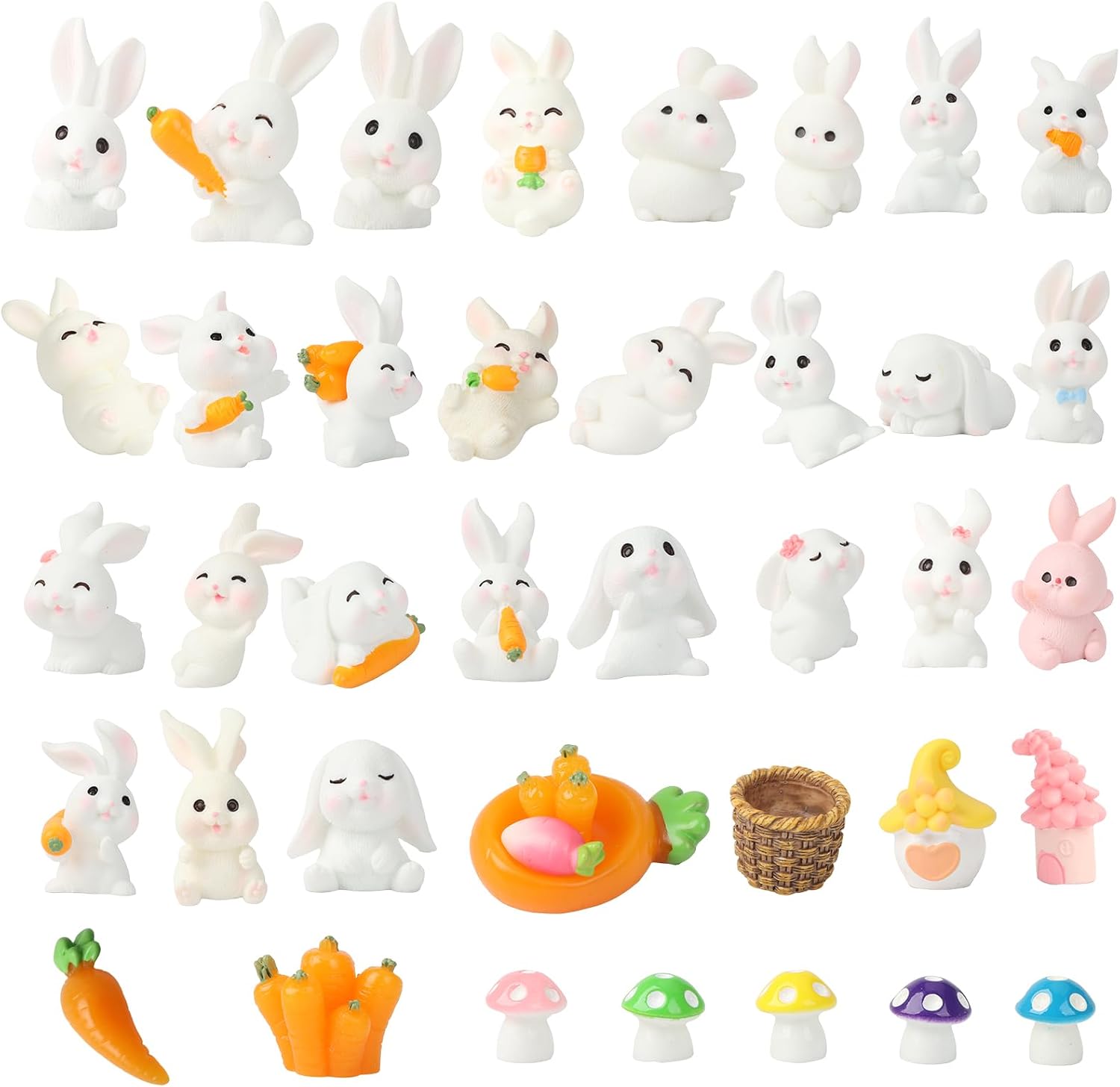 Amazon.com: GRESEESM 40pcs Mini Resin Animals Tiny Bunny Figures to ...