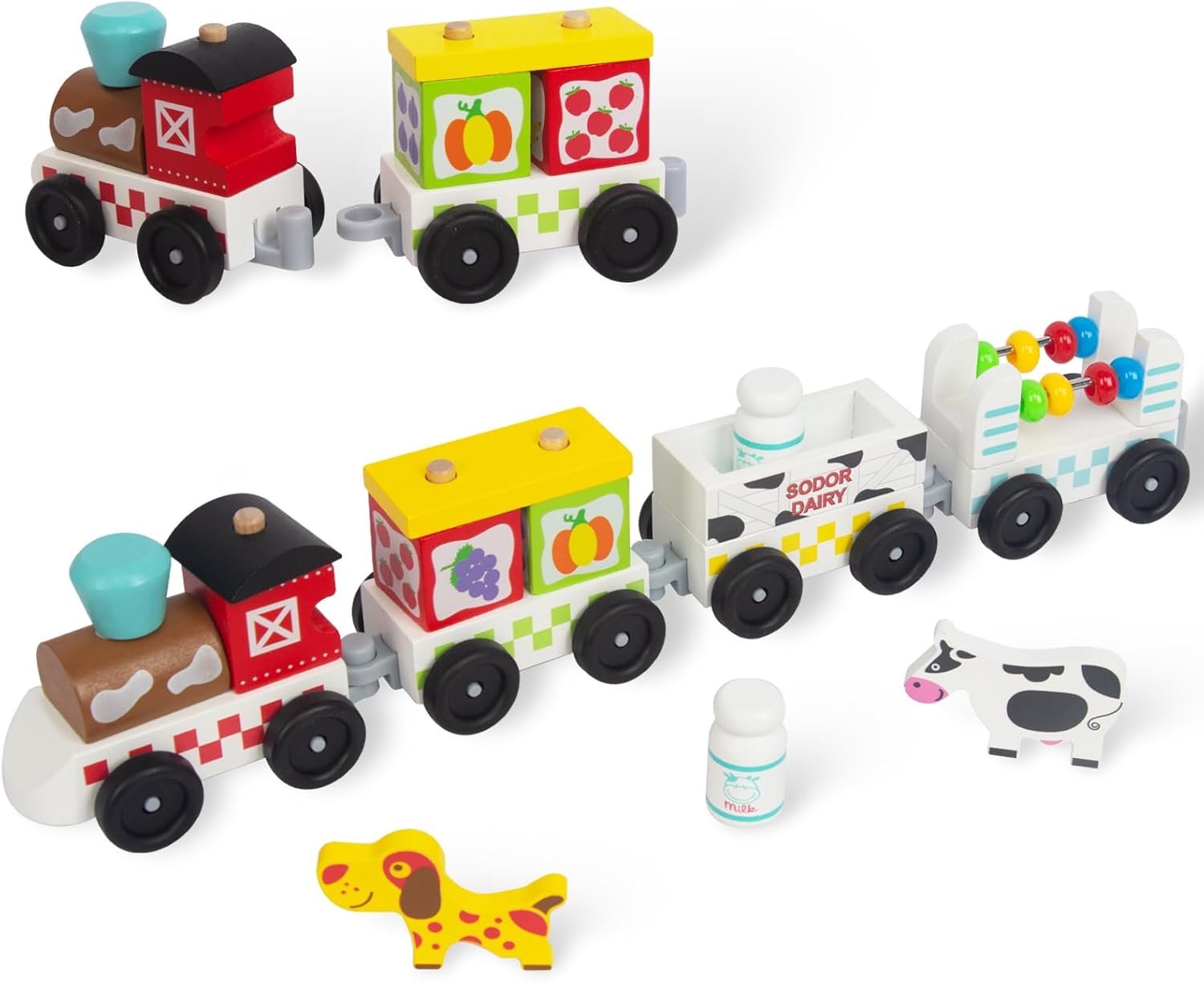 Amazon.com: Toys Train Set for Toddlers, Wooden Farm Animals Train Set ...