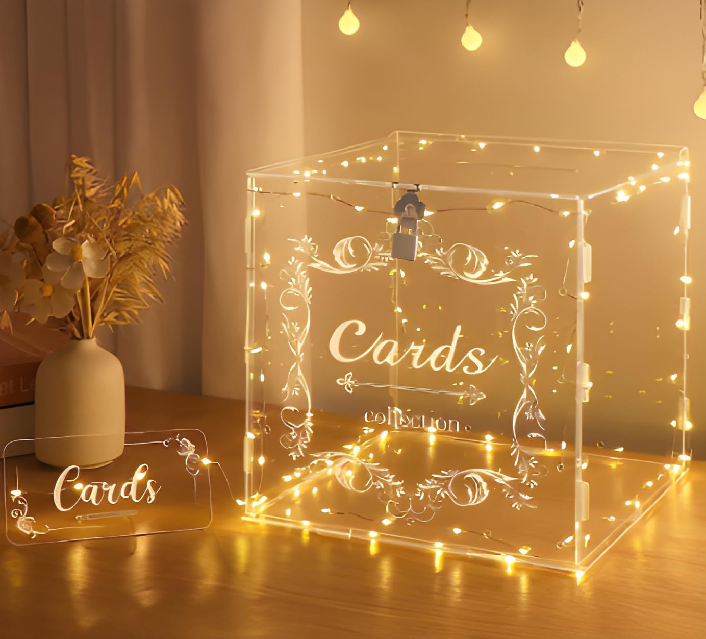 Amazon.com: Acrylic Wedding Card Box with Lock - Gift Card Holder with ...