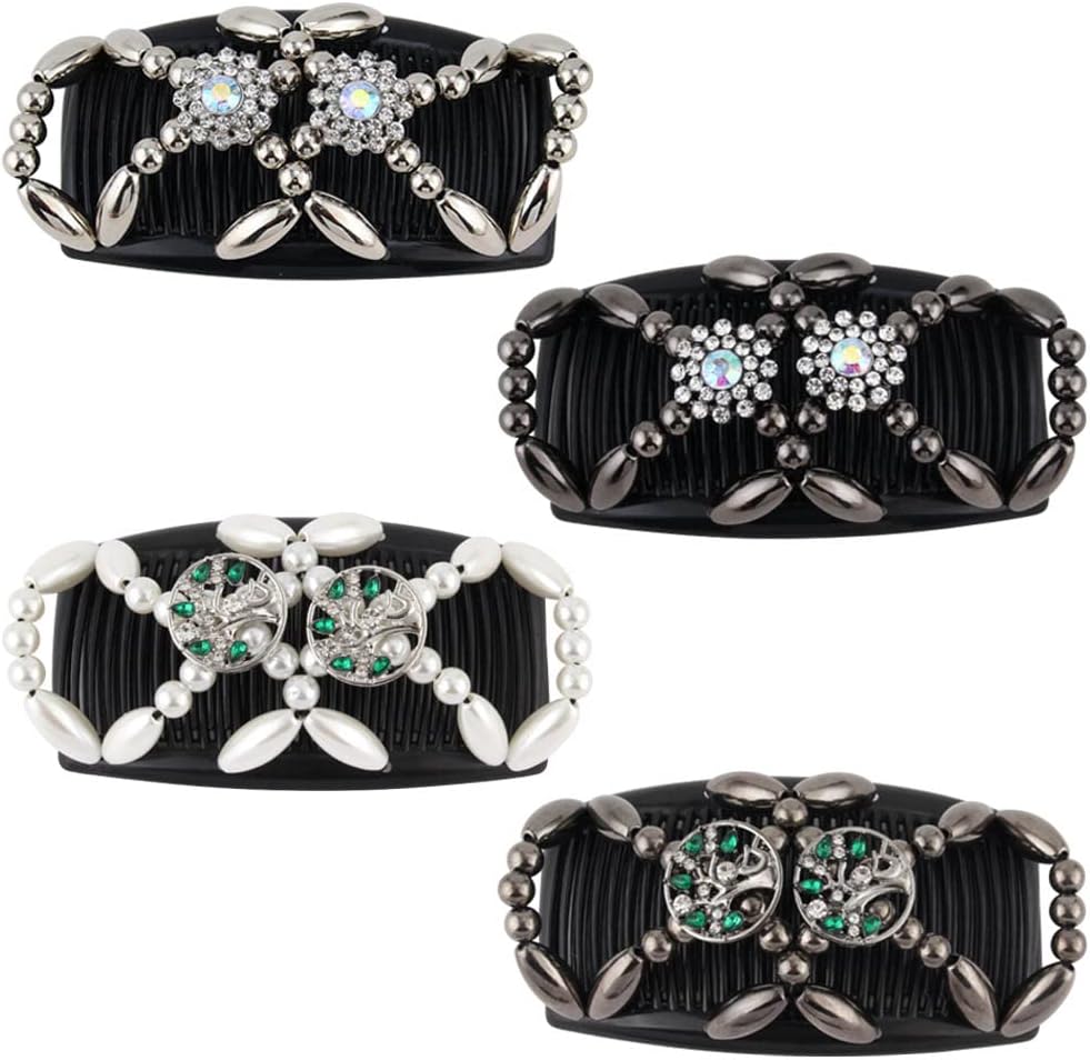 Amazon.com : Ruihfas 12 PCS Magic Hair Side Combs Beaded Stretch Double ...