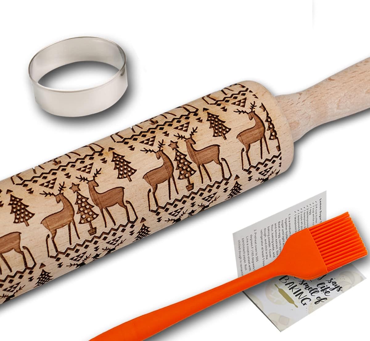 Christmas Embossed Rolling Pins for Baking Cookies Reindeer Transfer ...