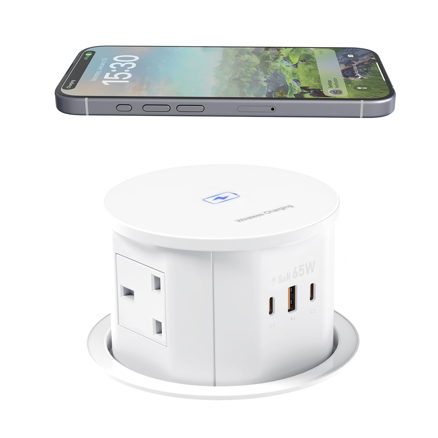 Pop up Socket with 15W Wireless Charger,65W USB C Charging Station,4 ...