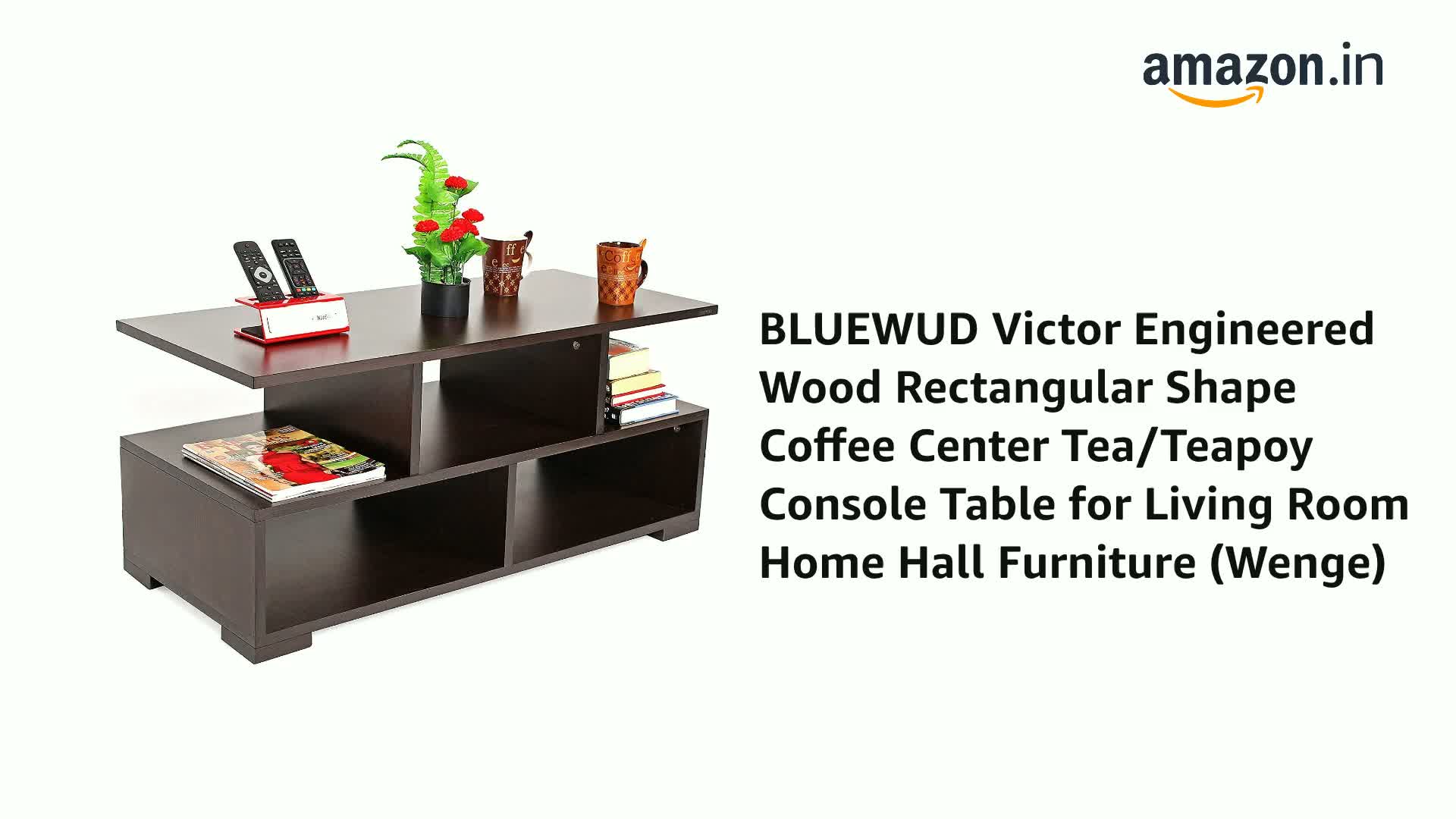 Watch BLUEWUD Victor Engineered Wood Rectangular Shape Coffee Center ...