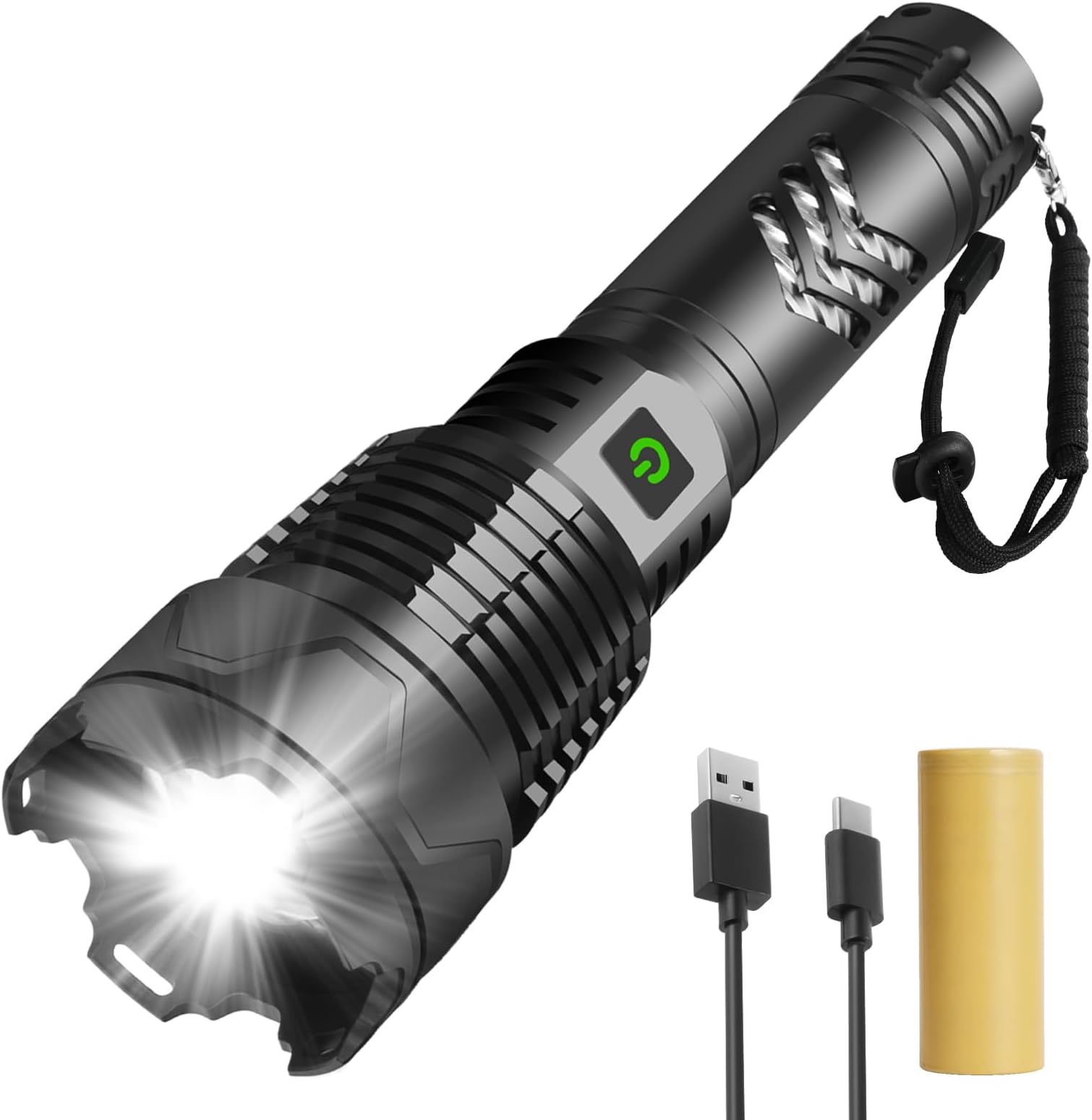 Torches LED Super Bright, 180000 High Lumens Rechargeable Torch, XHP160 ...