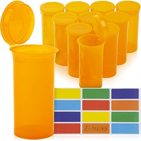 Amazon.com: LASSUM 10PCS Empty Plastic Medicine Pill Bottle Container ...