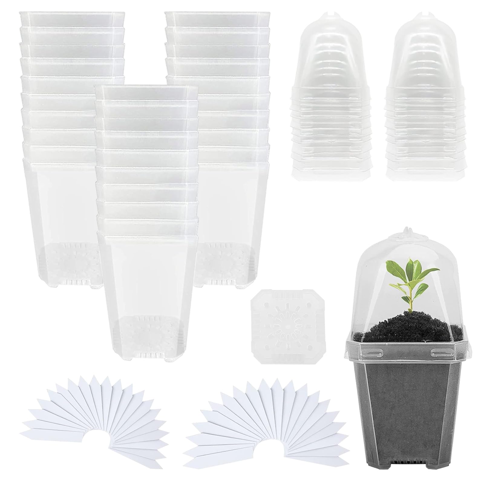 Amazon.com: Hyuetrsa 30 Sets Plant Nursery Pots with Humidity Domes, 3 ...