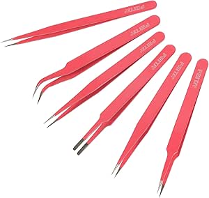 FEITA Pink Precision Craft Tweezers Set, Upgraded Stainless Steel ...