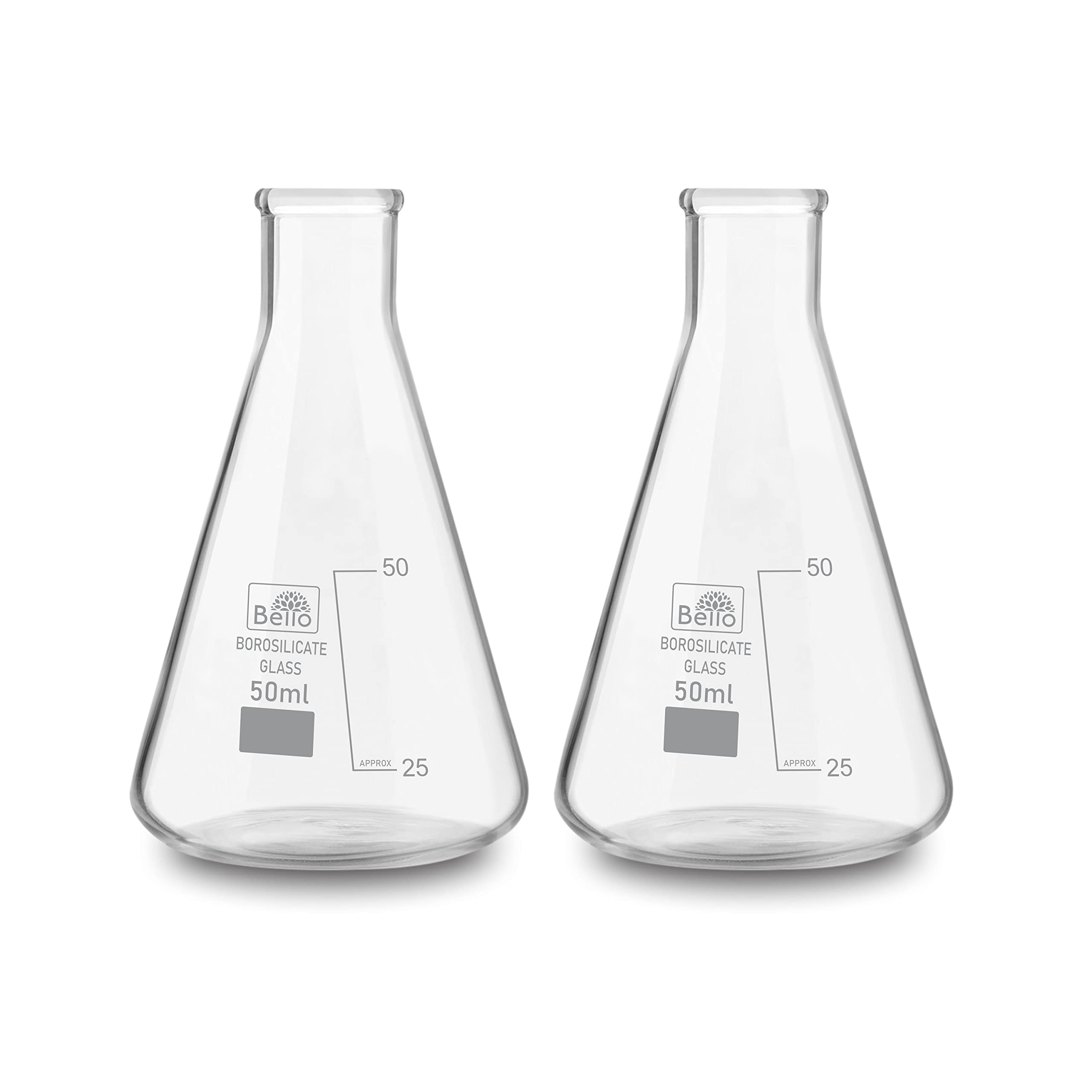 Bello Borosilicate 3.3 Glass Conical Flask 50 ml with Graduation Marks ...