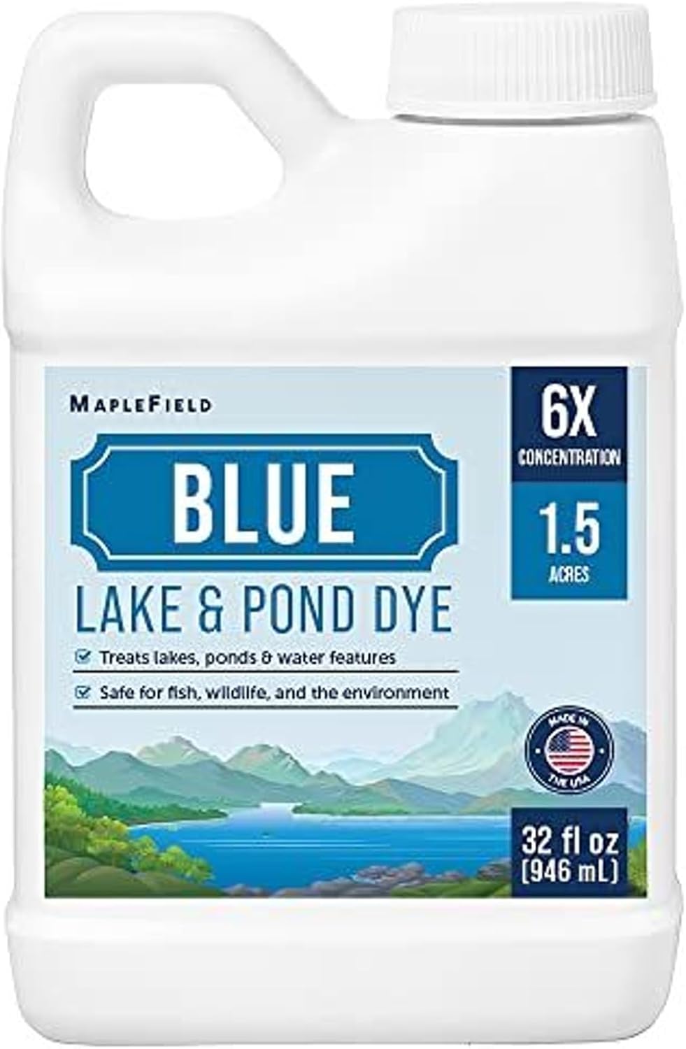 Maplefield 6X Concentrated Blue Lake & Pond Dye, 32 oz - Colorant for ...