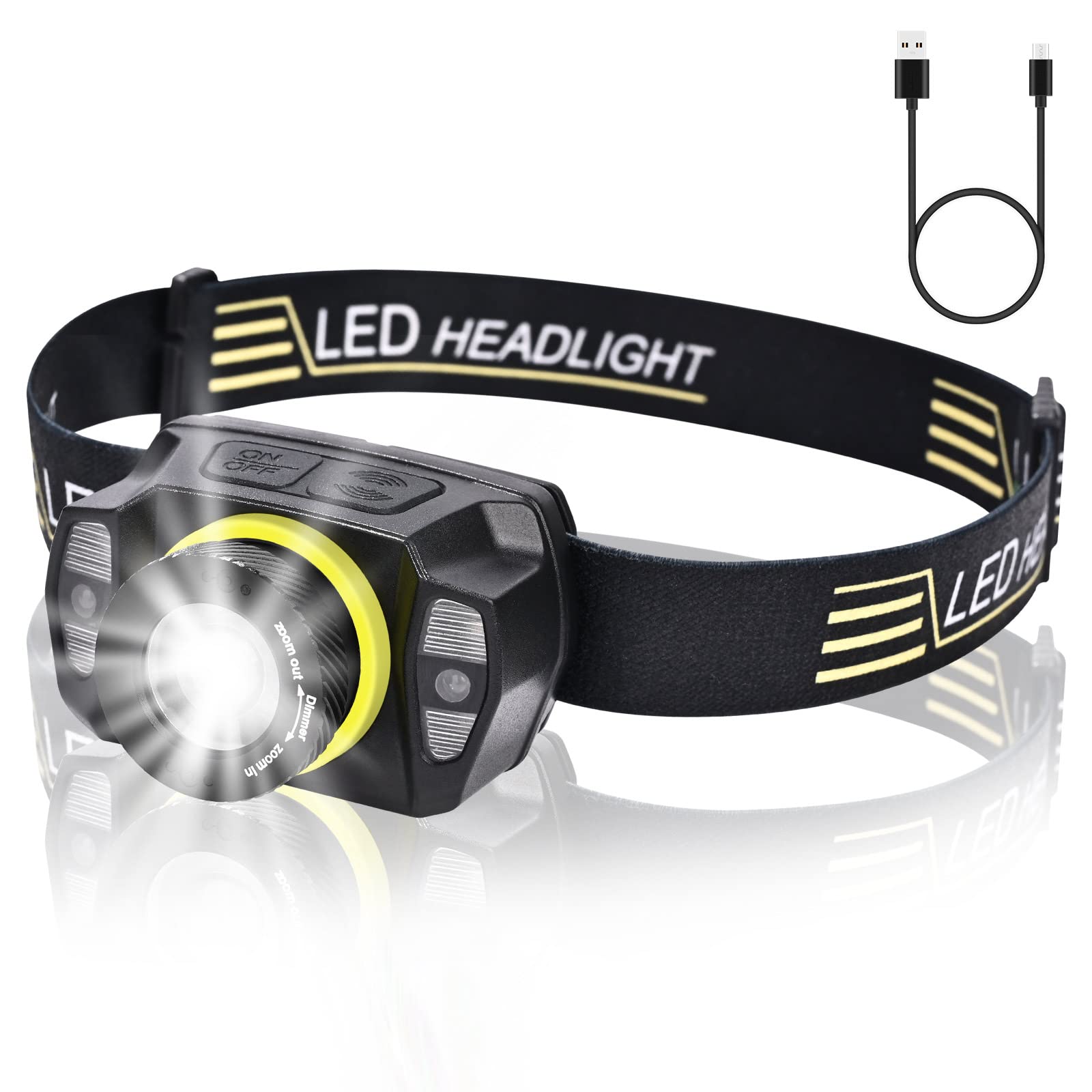 Buy Head Torch Rechargeable, LED Headlamp 500LM IPX5 Waterproof ...