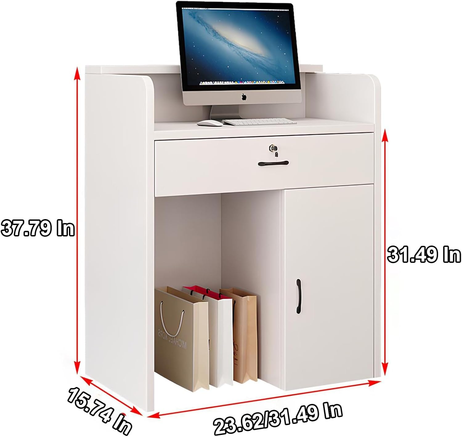 Wooden Front Desk Reception Counter with LED Lights, Bahrain | Ubuy