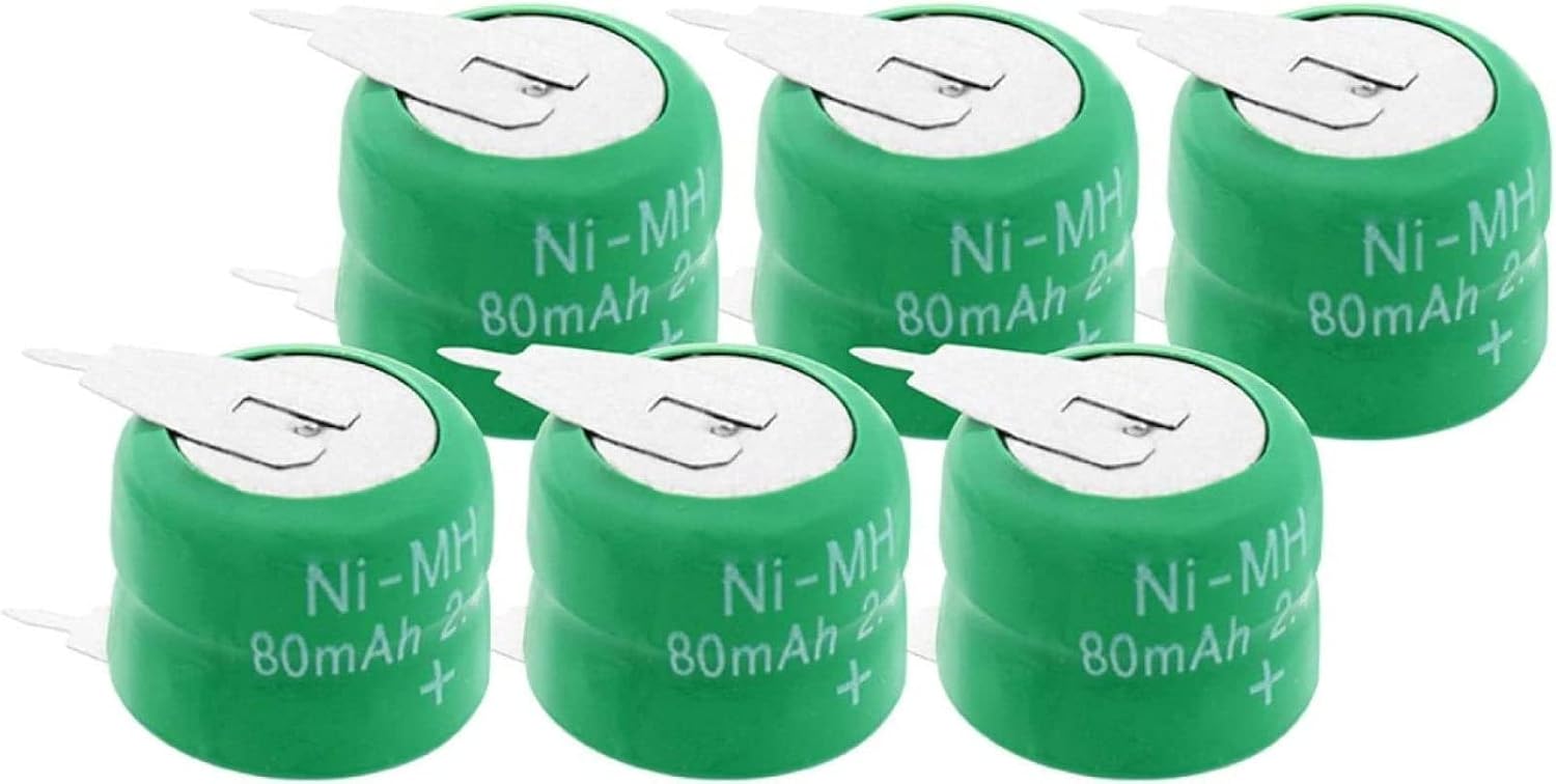 Amazon | 2.4V 80h 80mah Ni-MHボタンバッテリーパックコインセル交換用電池充電式コイン電池,6個 | AMSEYD | 充電式電池