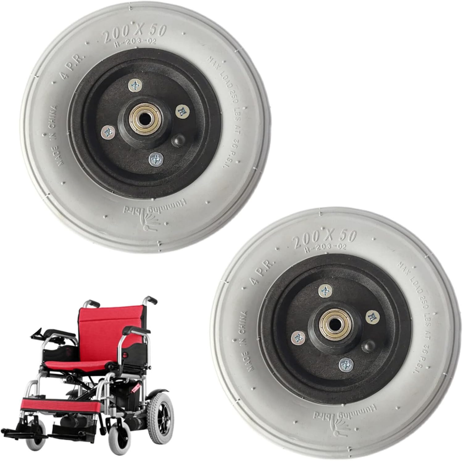 Amazon.com: ELLENS 8" x 2" (200x50) Power Wheelchair Front Casters ...