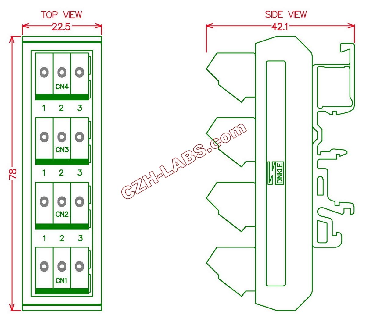 Snapklik.com : Slim DIN Rail Mount 16A/300V 4x3 Position Screw Terminal ...