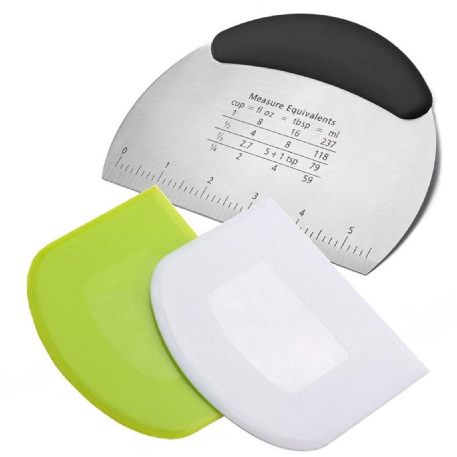 SYTHAK Dough Scraper,Pack of 1 Pc Stainless Steel Scraper and 2 Pcs BPA ...