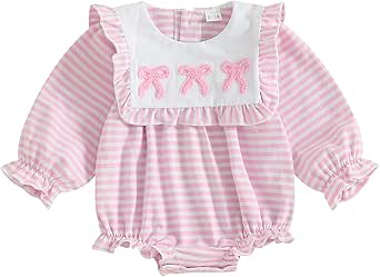 Amazon.com: Rarjuiey Baby Halloween Outfit Newborn Girl Pumpkin Romper Striped Ruffled Long ...