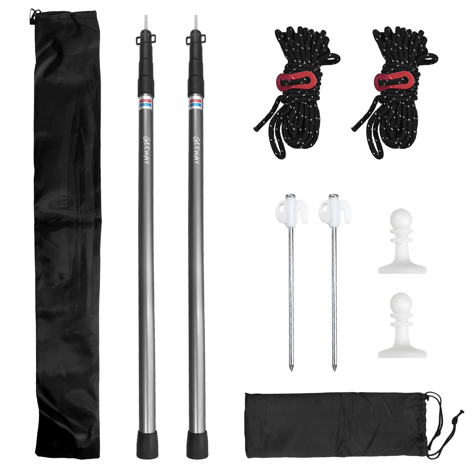 Amazon.com: GEEWAY Tarp Poles - Adjustable Tent Poles, Heavy Duty ...