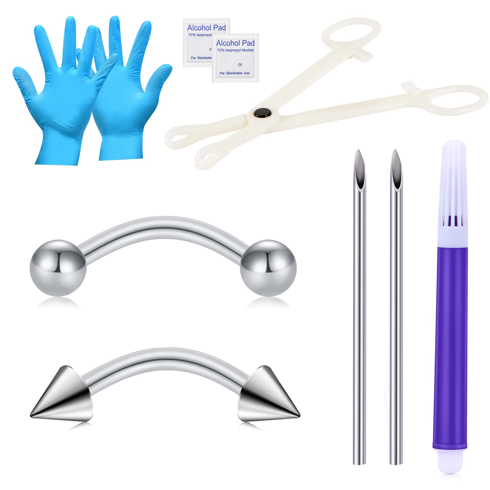 Amazon.com: JIESIBAO 16G Eyebrow Piercing Kit, Stainless Steel 14G ...