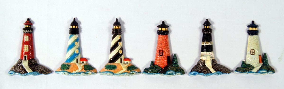 Amazon.com: Hand Painted Assorted Lighthouse Magnet (Set of 6): Head ...