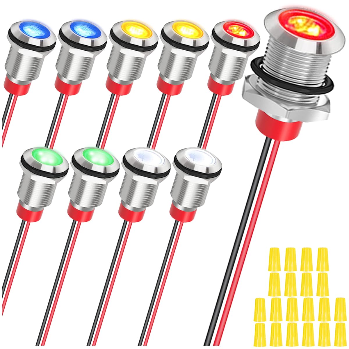 Amazon.com: MKBKLLJY 10Pcs AC/DC12-24V LED Indicator Lights 10mm ...