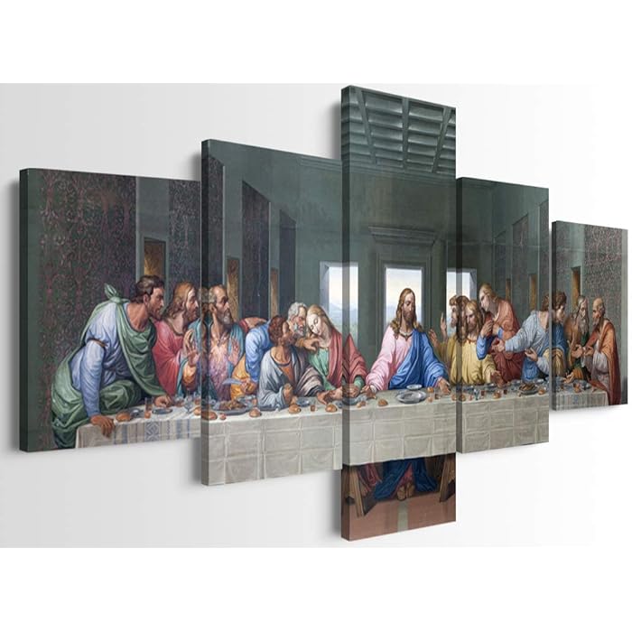 Buy 5 Piece Last Supper Wall Decor Famous Jesus Oil Painting by ...