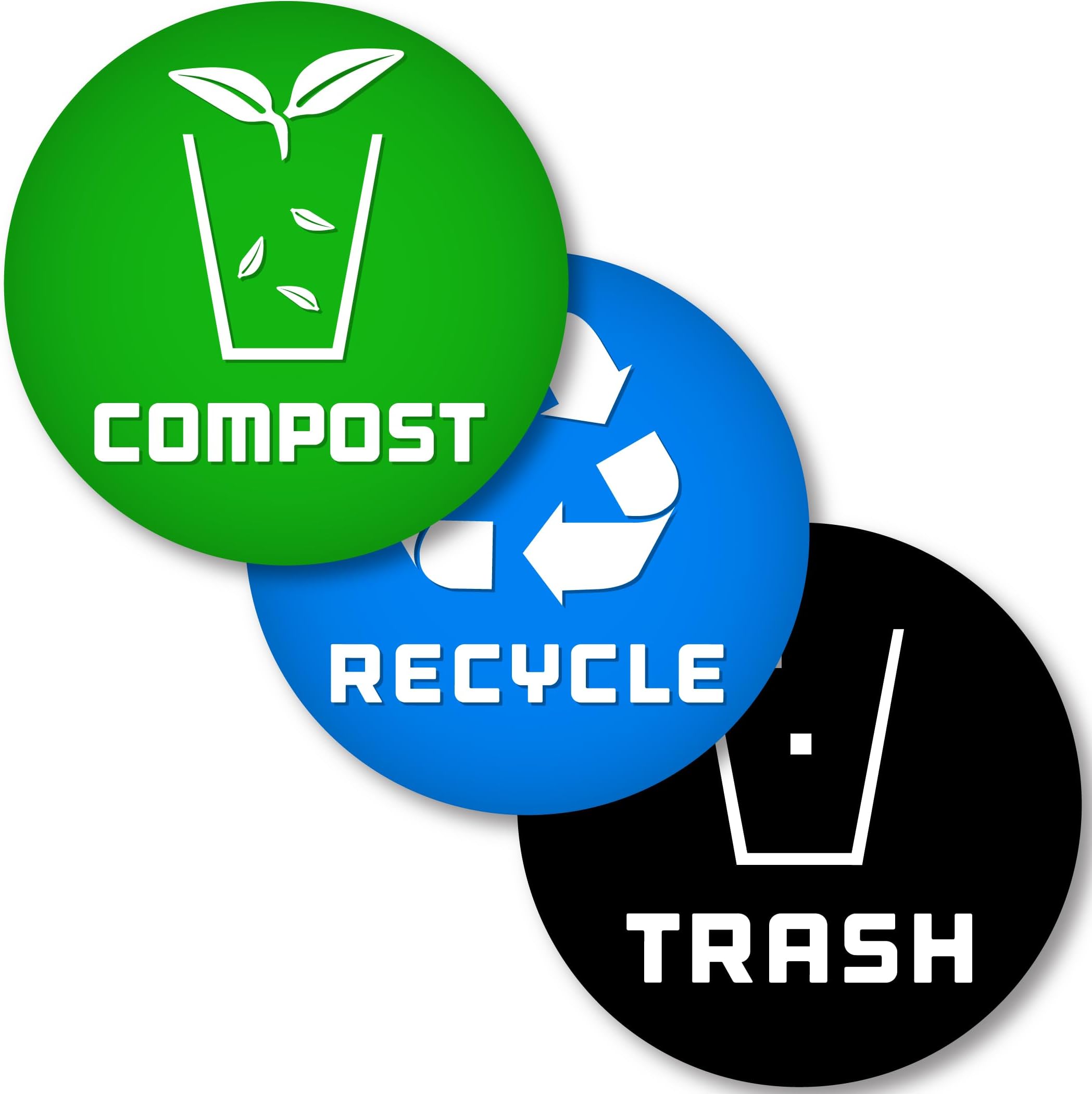 Amazon.com: Sutter Signs Trash Compost Recycle Stickers for Trash Can ...