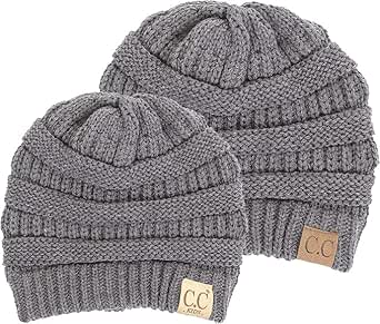 Funky Junque Matching 2 Pack: Mommy and Me Beanie - Adult/Toddler - Ribbed - Heather Grey at ...