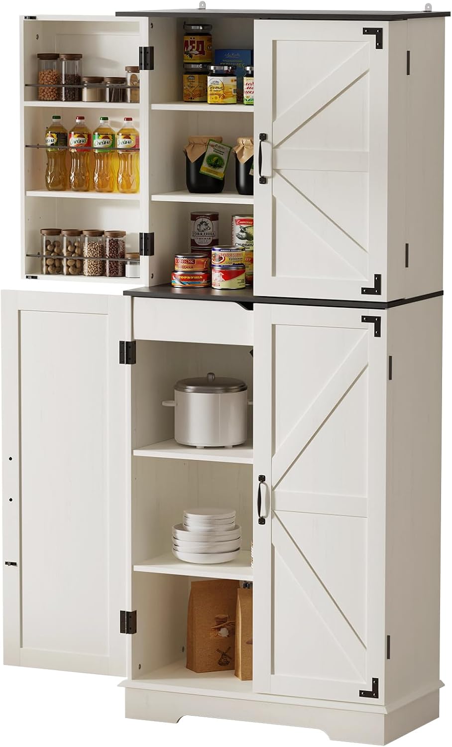 Amazon.com: Sunny Heart 72" H Kitchen Pantry Storage Cabinets with ...