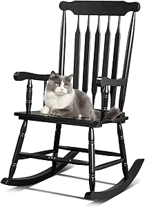Amazon.com : Outvita Outdoor Rocking Chair, Solid Wooden Frame High ...