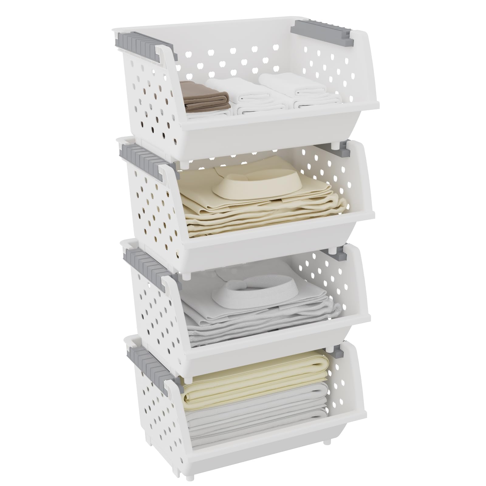 Amazon.com: Xyskin Stackable Storage Bins, Large Open Front Storage ...