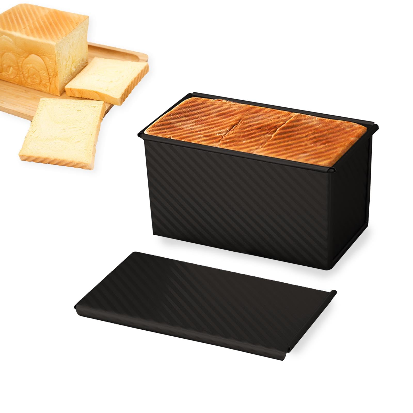 thirei Bread Loaf Tin Non Stick Pullman, 450G Dough Loaf Pan with Slide ...