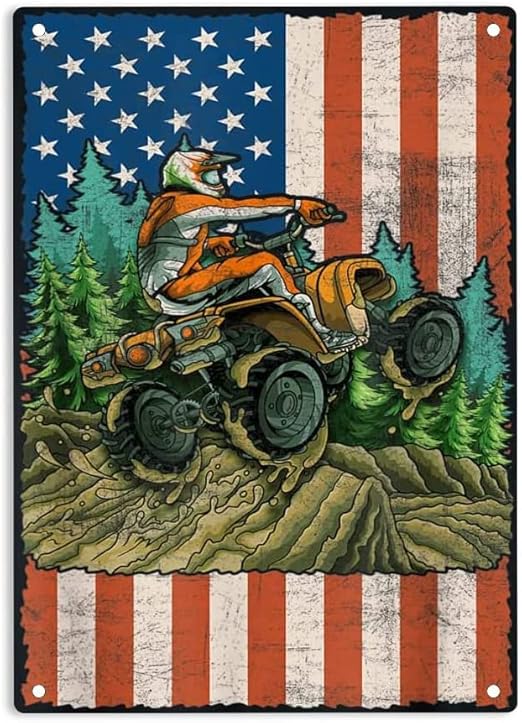 Amazon.com: ERMUHEY American Flag Quad Biker Rider Four Wheeler Fun Off ...