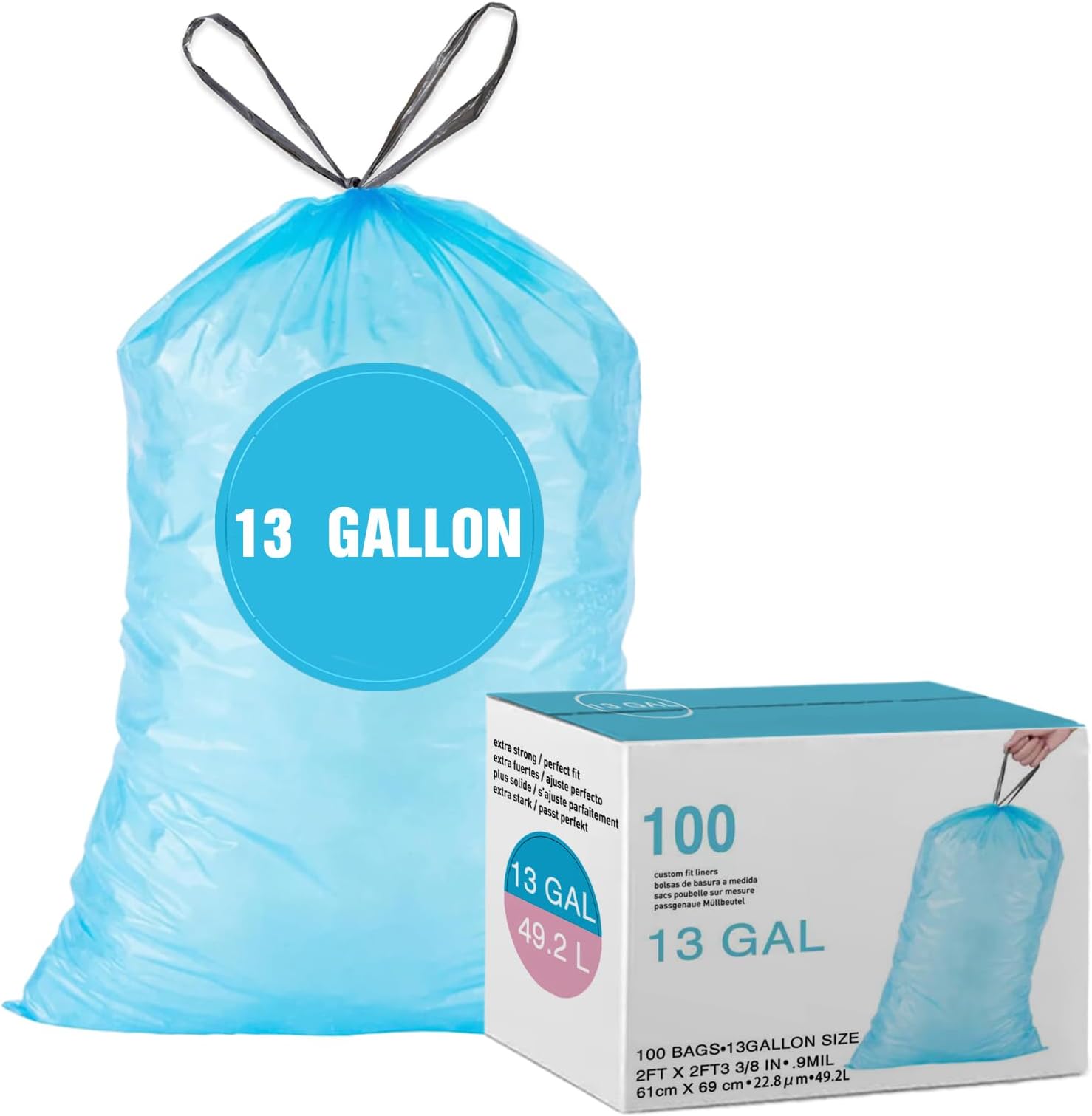 Amazon.com: ToughBag 13 Gallon Recycling Bags, Blue Trash Bags (300 ...