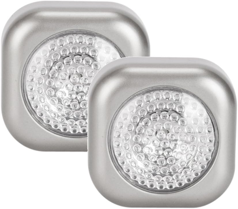Globe Electric 955809 LED Battery Operated Push Light, Silver Finish, 2 ...