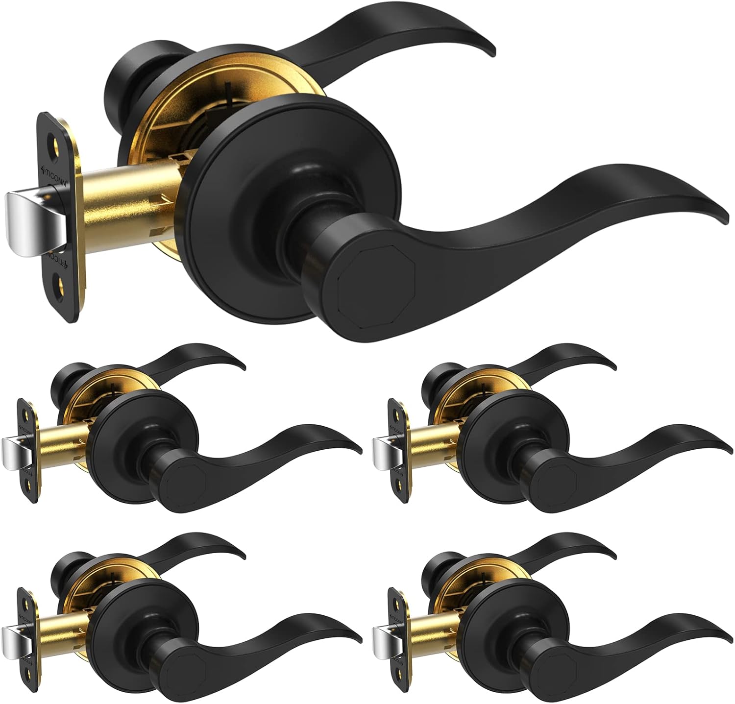 TICONN Traditional Wave Style Reversible Door Lever, Door Handle for ...