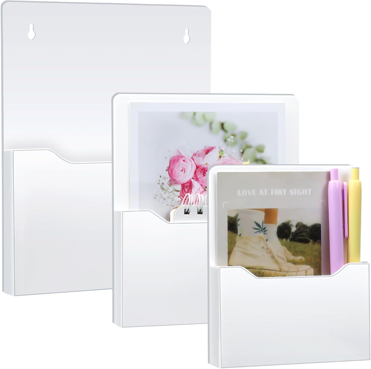 Amazon.com : Glenmal 3 Pcs Acrylic Magnetic File Holder Magnetic Wall ...