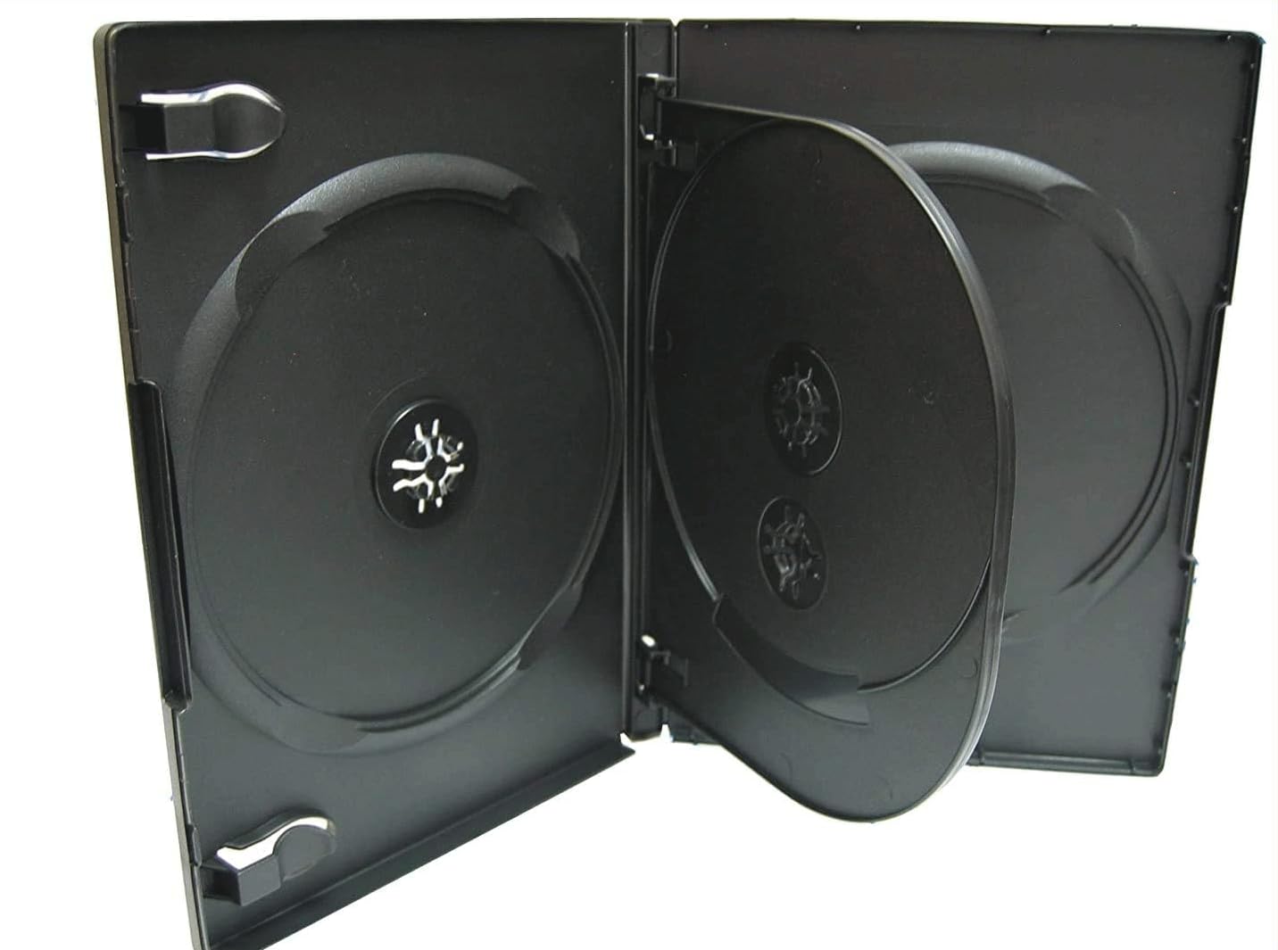 Amazon.com: 2 MegaDisc 14mm CD DVD Storage Case 4 Discs Black with Tray ...